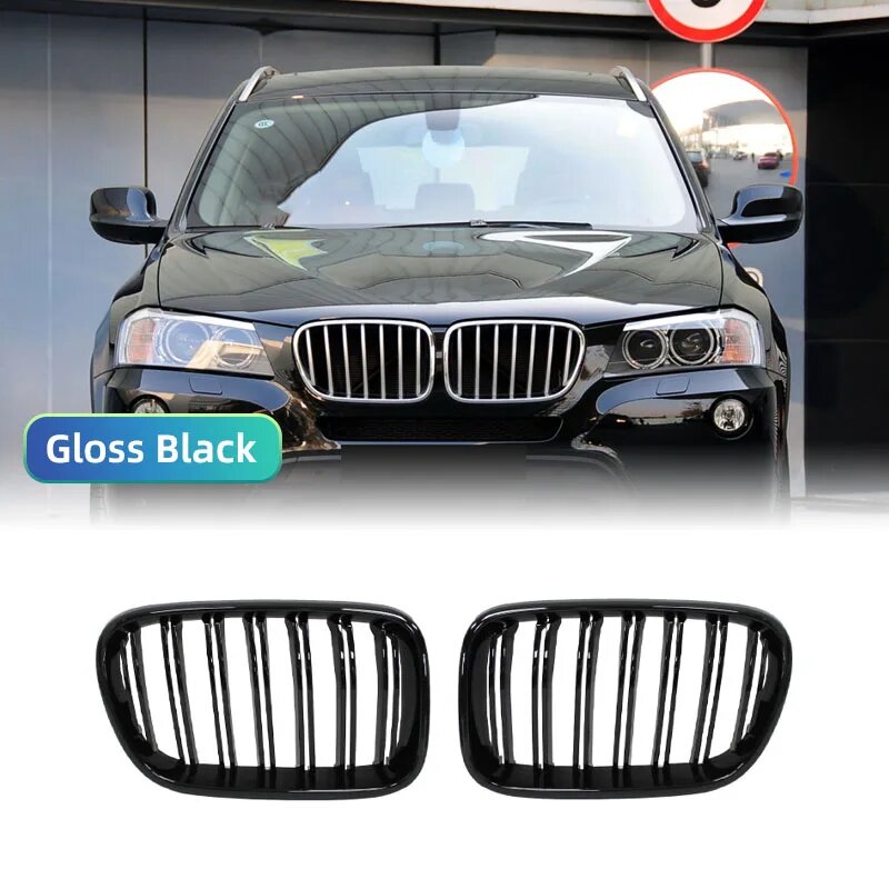 Решетки Радиатора Передние Для BMW X3 F25 2010-2013, Пара, Матовые/глянцевые Черные, Из Gloss Black