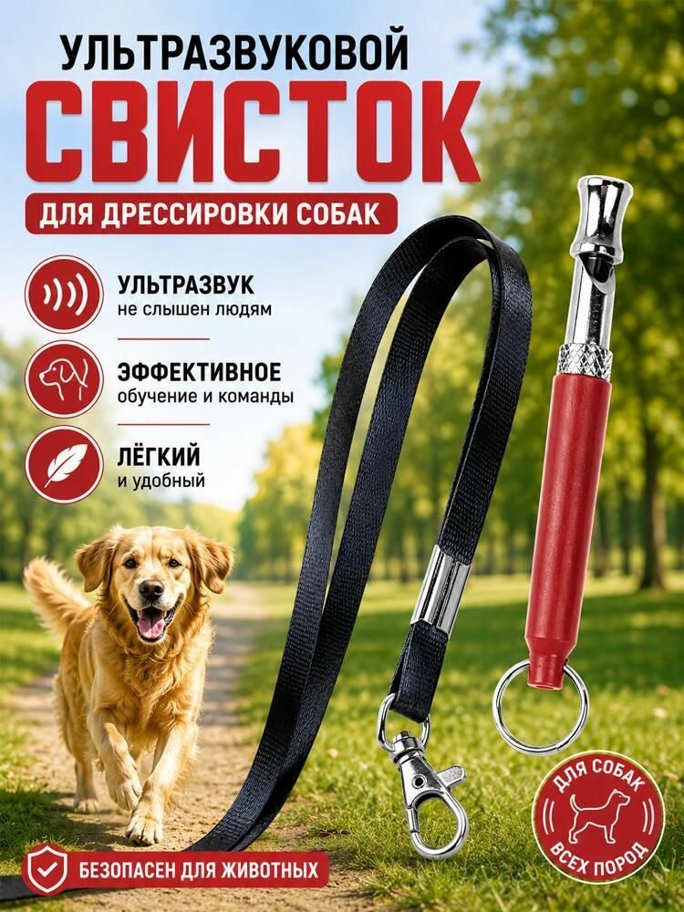 Свисток для дрессировки собак из нержавеющей стали с ремешком