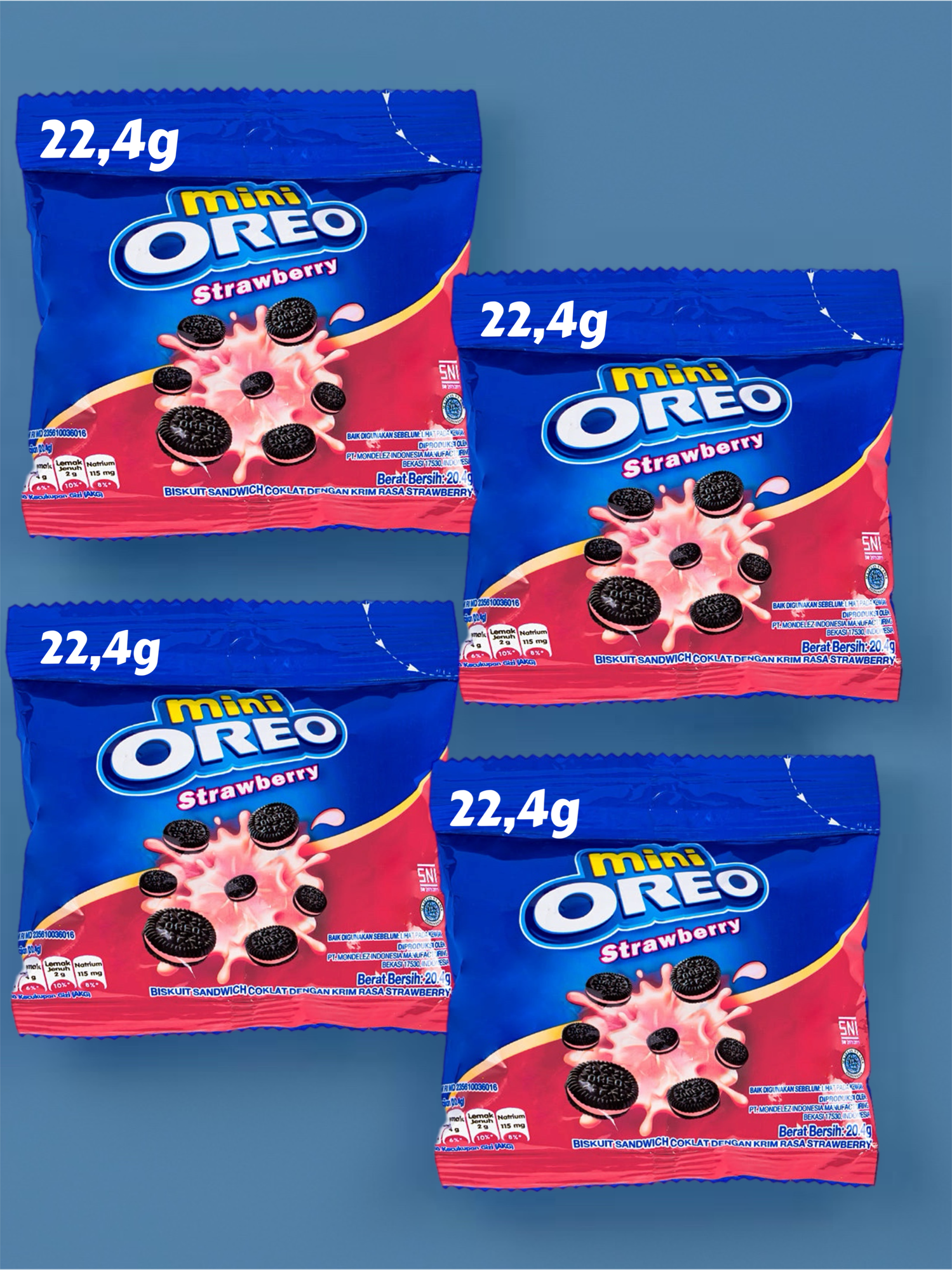 Печенье мини Oreo mini strawberry, клубничный 20,4г х 4 шт (Индонезия)