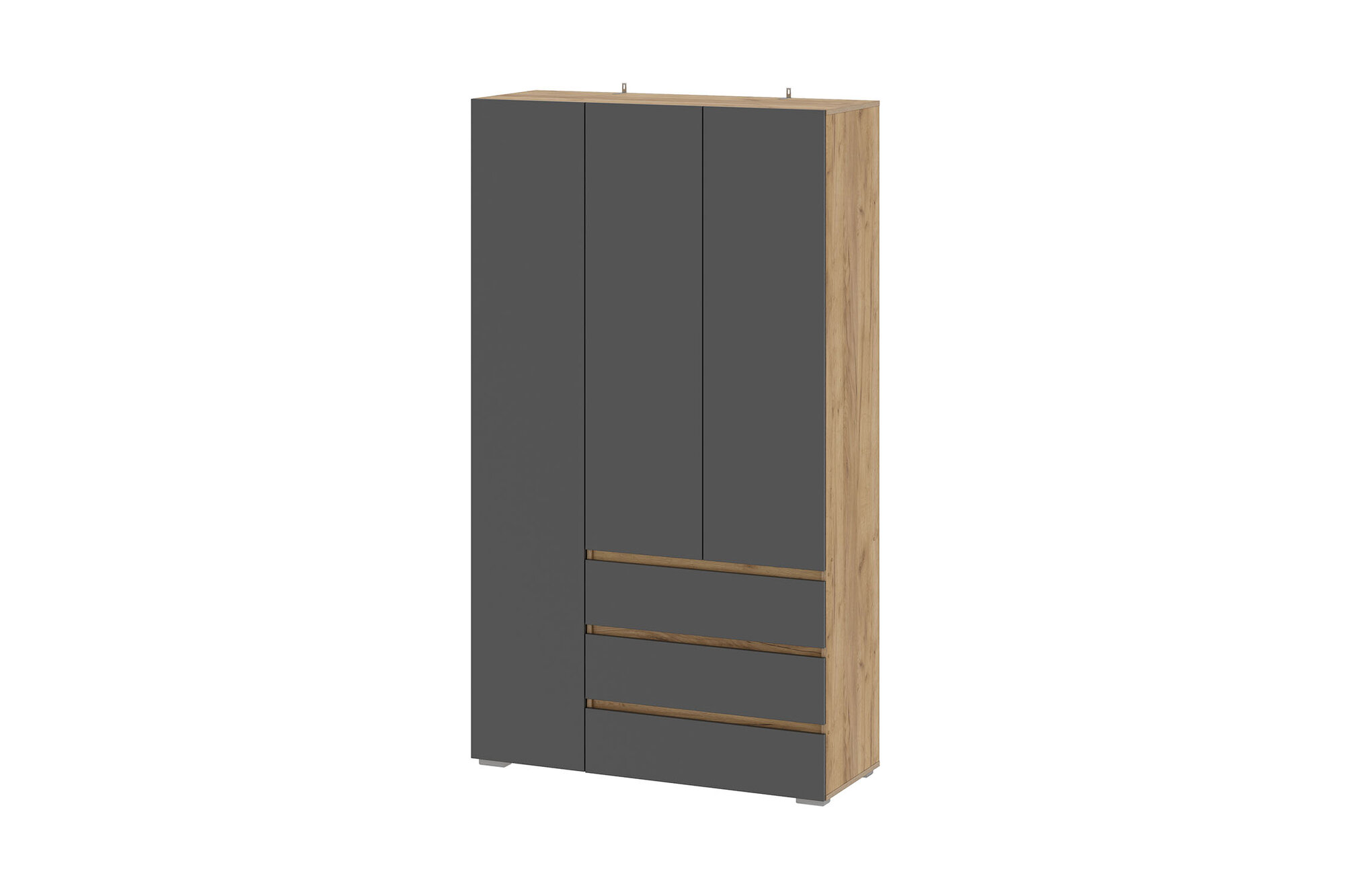 Шкаф для одежды Нонтон Инта, 120,2x46x210 см, с ящиками, Дуб Золотой / Графит серый