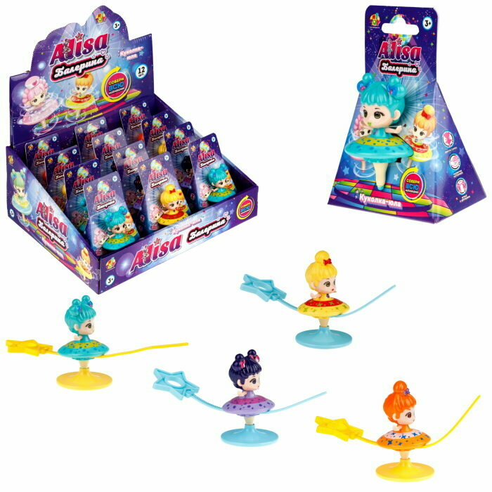 Крутящаяся куколка "Алиса Балерина" 1TOY, пластик, высота 7,5 см, 1 шт