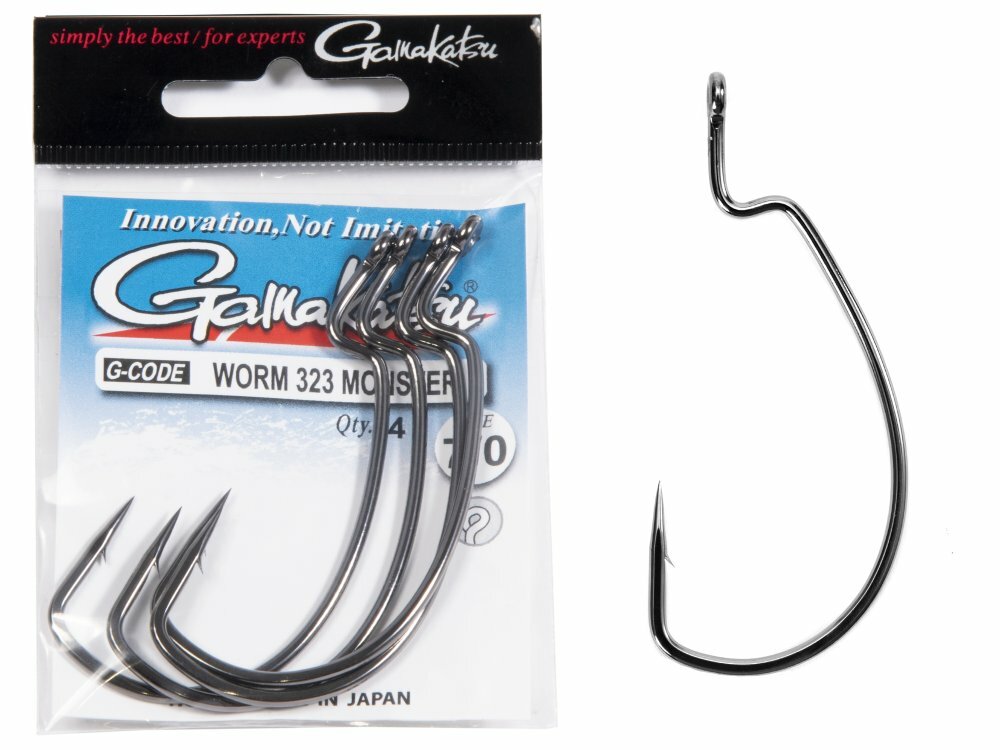 Крючки офсетные Gamakatsu Worm 323 MONSTER HOOKS BLACK разм. 7/0 4шт.