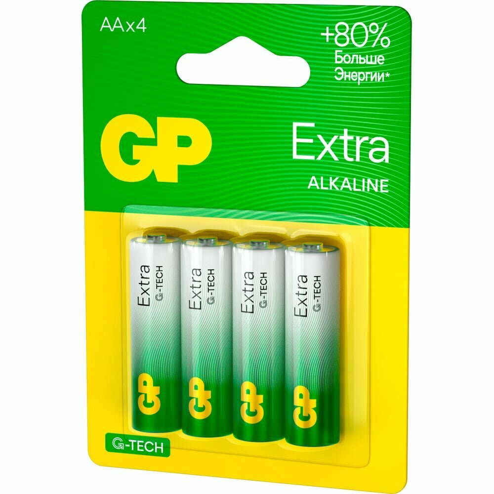 Батарейки GP АА пальчиковые алкалиновые Extra Alkaline, набор 4 шт (15AXA21-BC4) 15783877 — фото 1