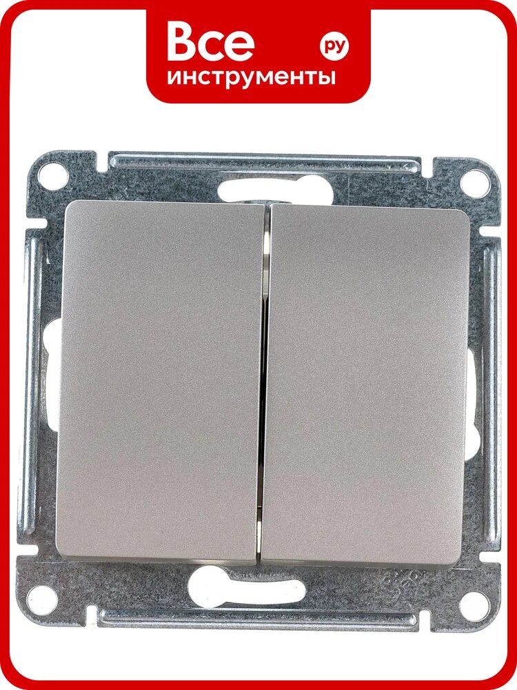 2-клавишный механизм выключателя Systeme Electric скрытой проводки Glossa 10А IP20 5 10AX платина GSL001251