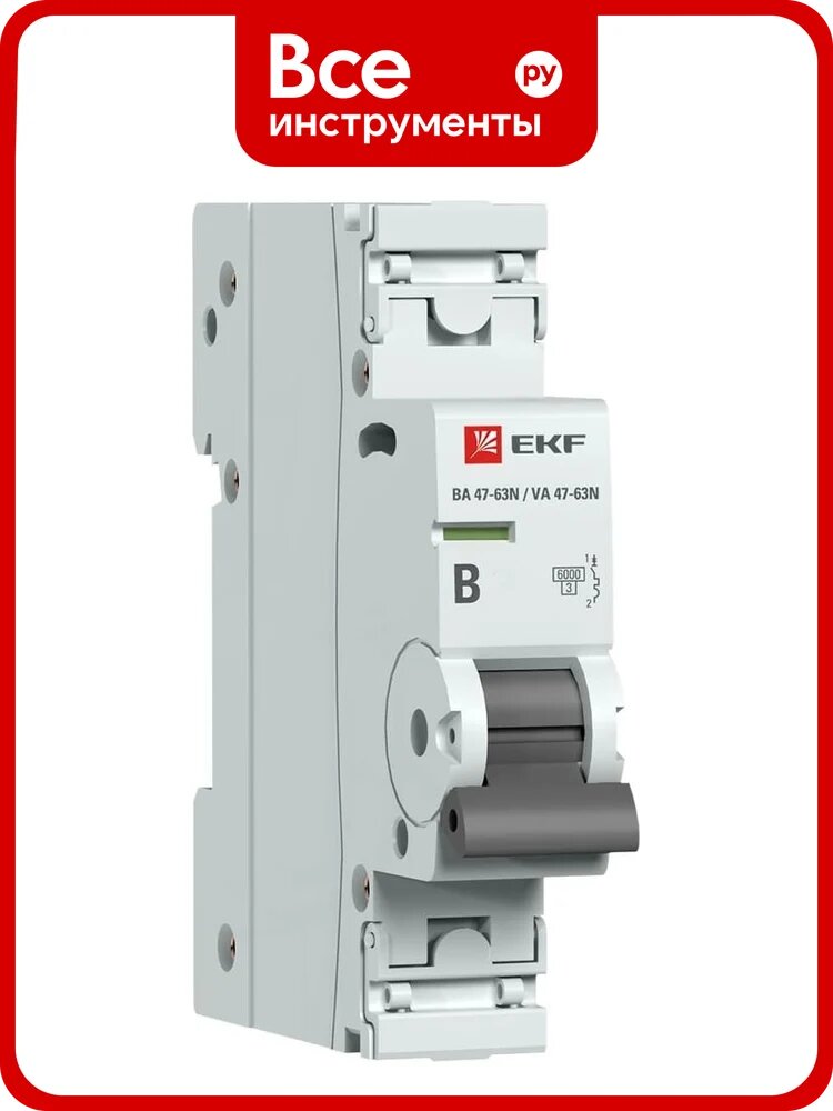Автоматический выключатель EKF 1P 63А (B) 6кА ВА 47-63N PROxima M636163B