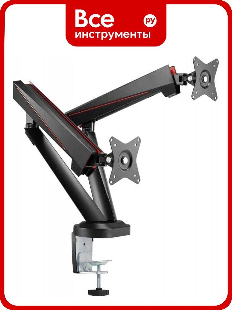 Кронштейн FoxGear Dual LDT39-C024, для мониторов, алюминий, черный