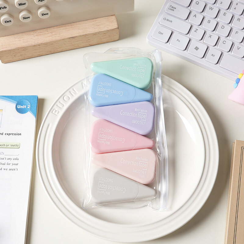 Набор мини-корректирующих лент в приглушенных тонах моранди для студентов и офиса, простой креативный дизайн с 3-мя