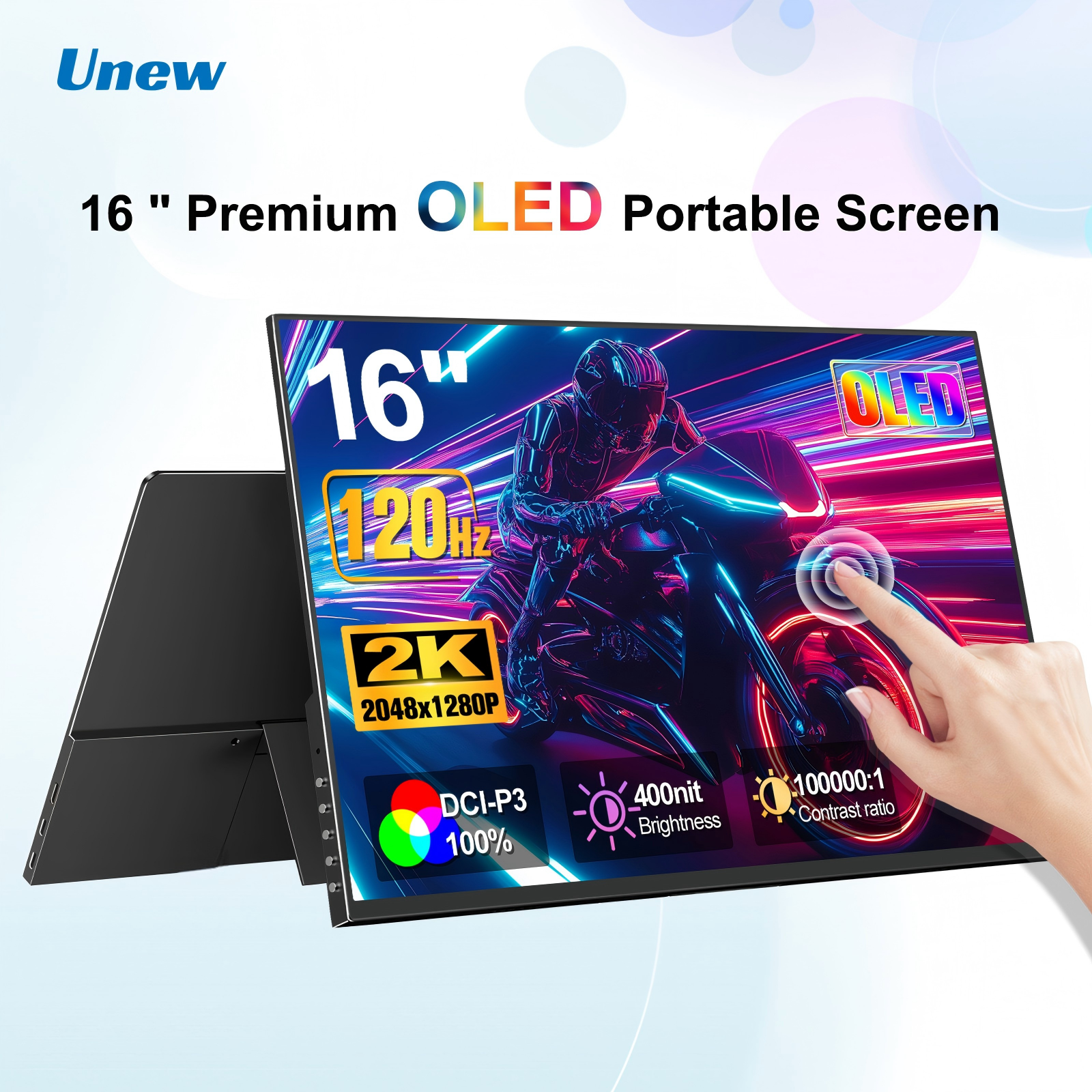 16 дюймовый OLED сенсорный дисплей 2K 120Hz, игры и дизайн с поддержкой установки VESA