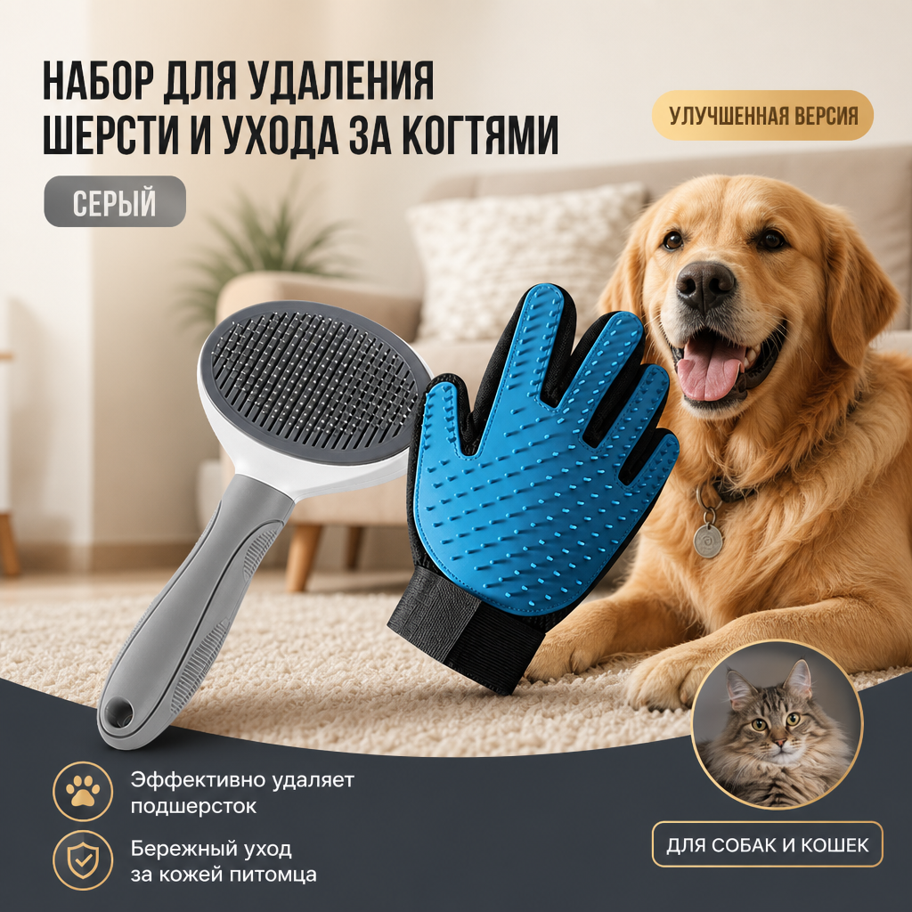 Фурминатор для вычесывания подшерстка кошек и собак, профессиональный уход, удаление подшерстка, массажный эффект, распутывает колтуны