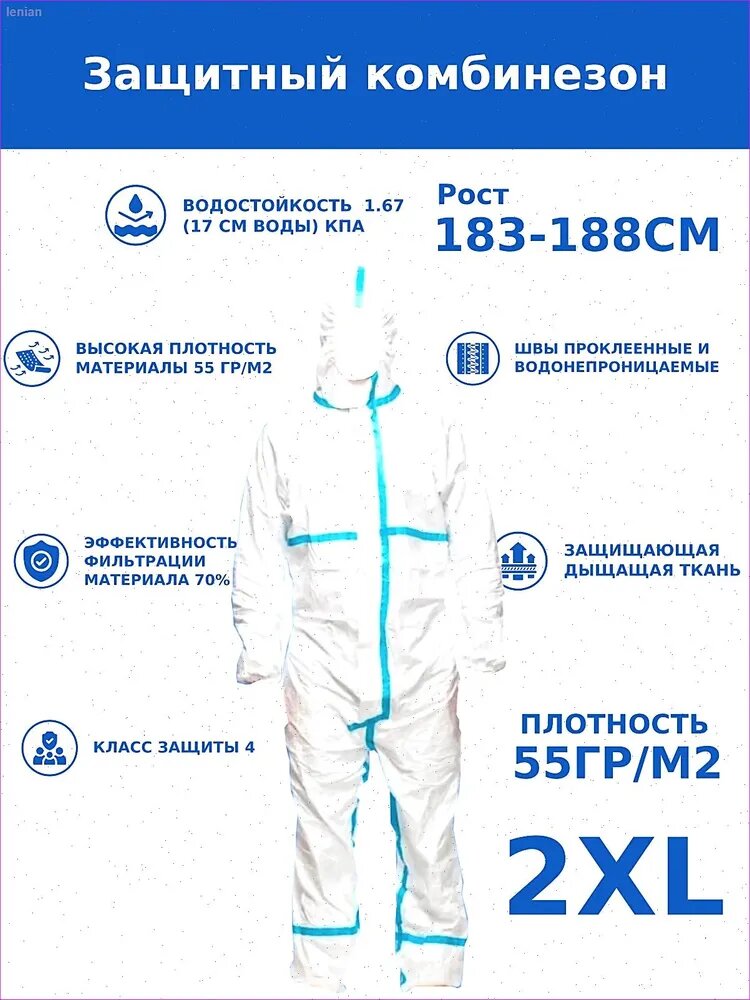 Одноразовый комбинезон защитный, костюм химзащитный для маляра, для пинбола, 55 гр, спецодежда