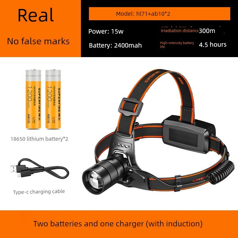 Налобный фонарь Shenhuo Induction Strong Light HL71, перезаряжаемый, сверхъяркий, с зумом, для работы на улице,