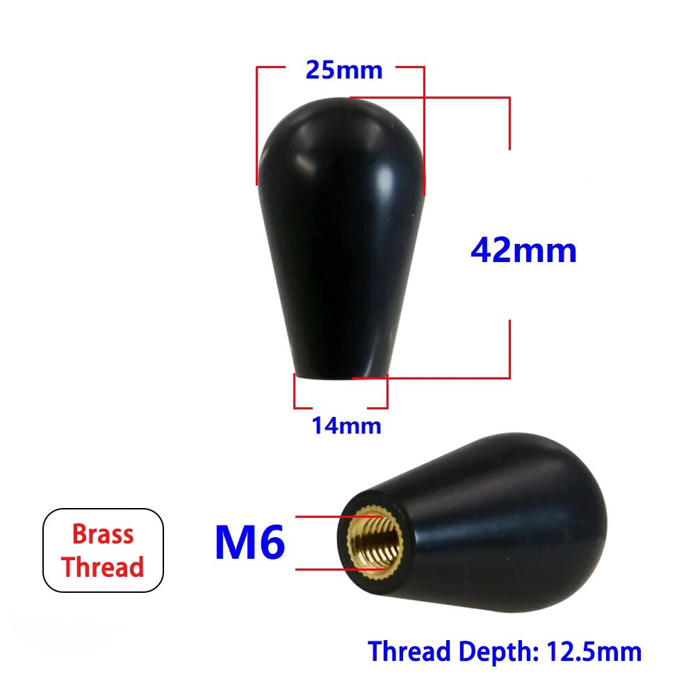 Рукоятка-гайка M8 M10 черная/красная C-M6x42mm