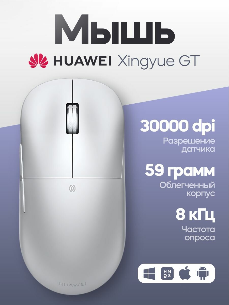 Беспроводная игровая мышь Huawei Xingyue Mouse GT, светло-серая