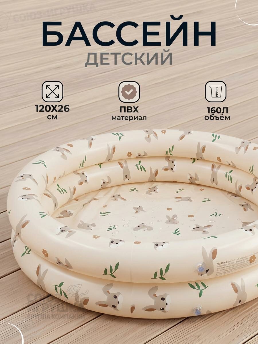 Бассейн детский надувной круглый 120х26 см, 160л, ПВХ, разноцветный принт, для дачи