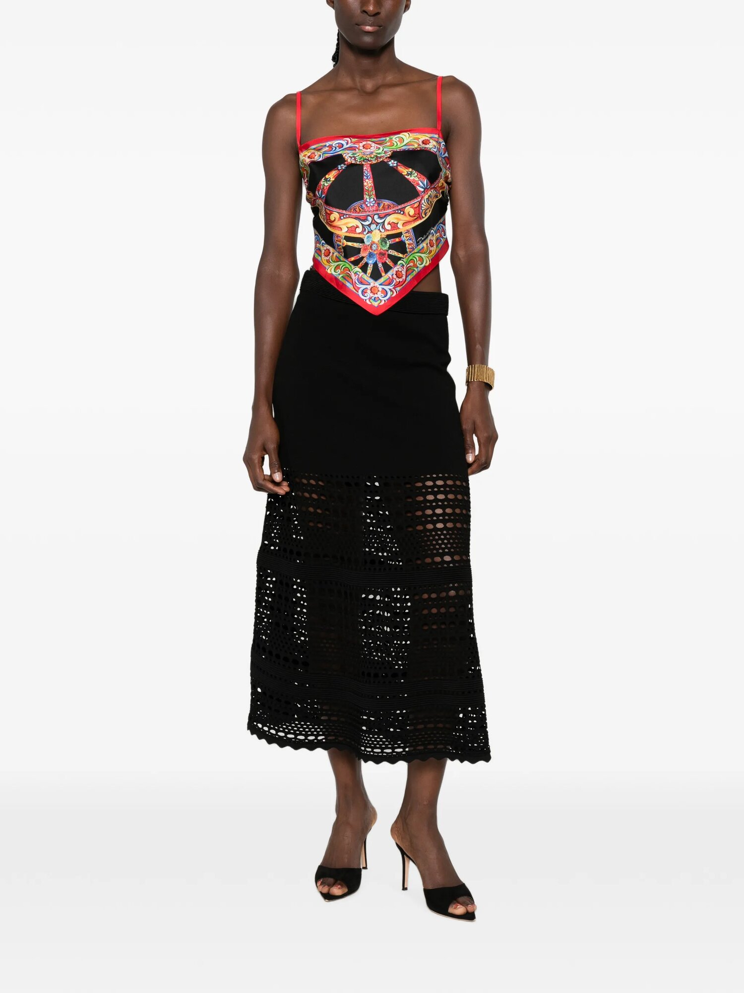 Топ DOLCE & GABBANA Carretto-print silk top, размер 44 — фото 1