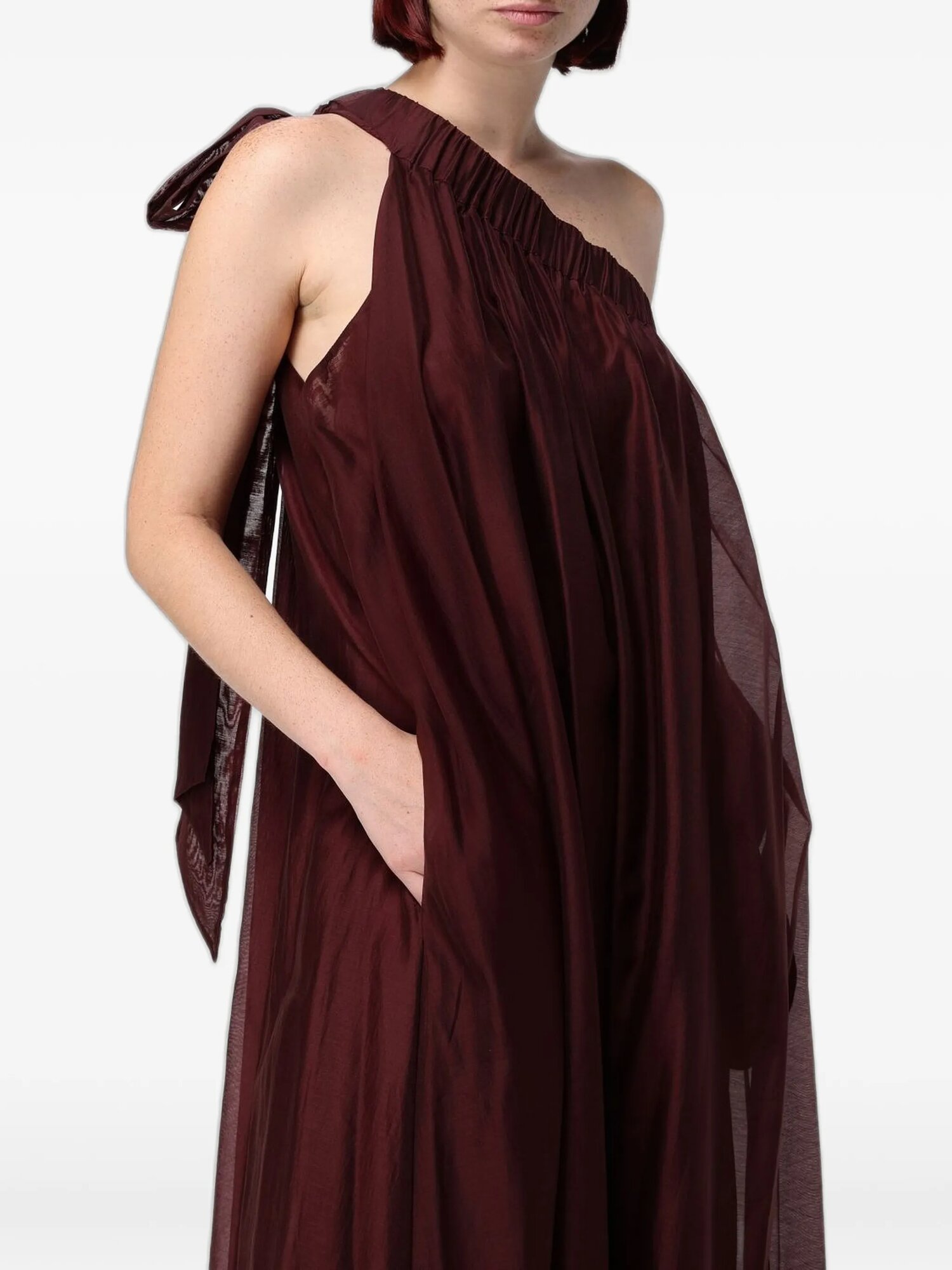 Платье One-shoulder pleated maxi dress