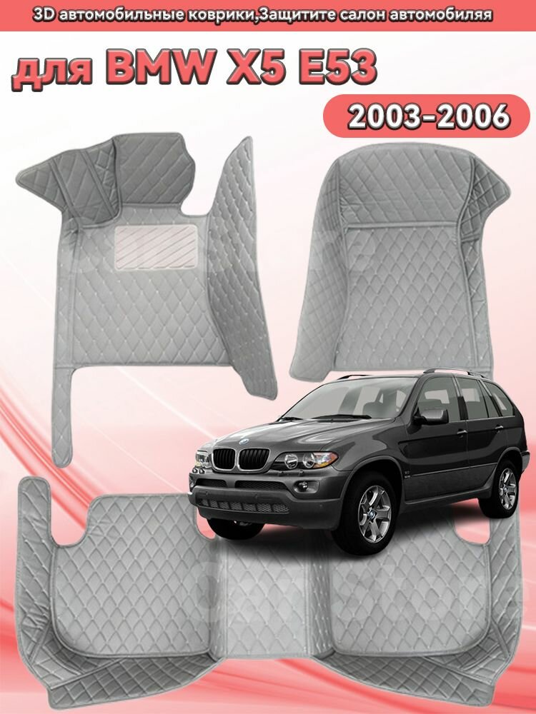 Автомобильные 3D-коврики, используемые в BMW X5 E53 2003-2006, защищают салон автомобиля от пыли и влаги.