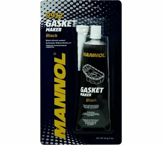 Силиконовый герметик MANNOL Gasket Maker Black от -40С до +230С чёрный 85 г