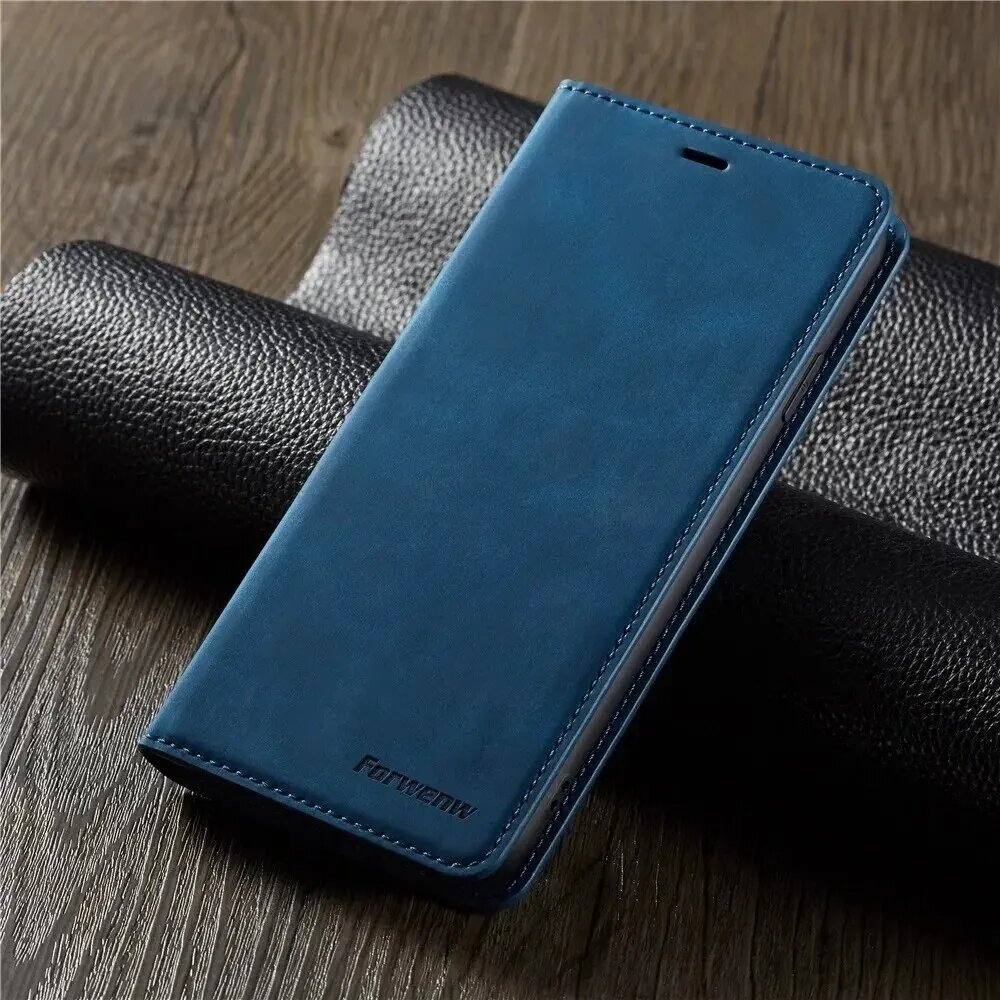 Тонкий замшевый кожаный чехол-кошелек для iPhone 15 14 13 12 11 Pro Max Mini Синий, Blue, IPhone 11