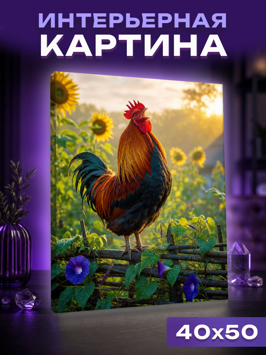 Интерьерная картина Петух встречает рассвет