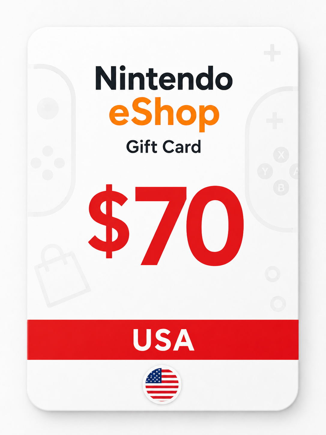Nintendo eShop подарочная карты для региона США. Номинал карты: 70$