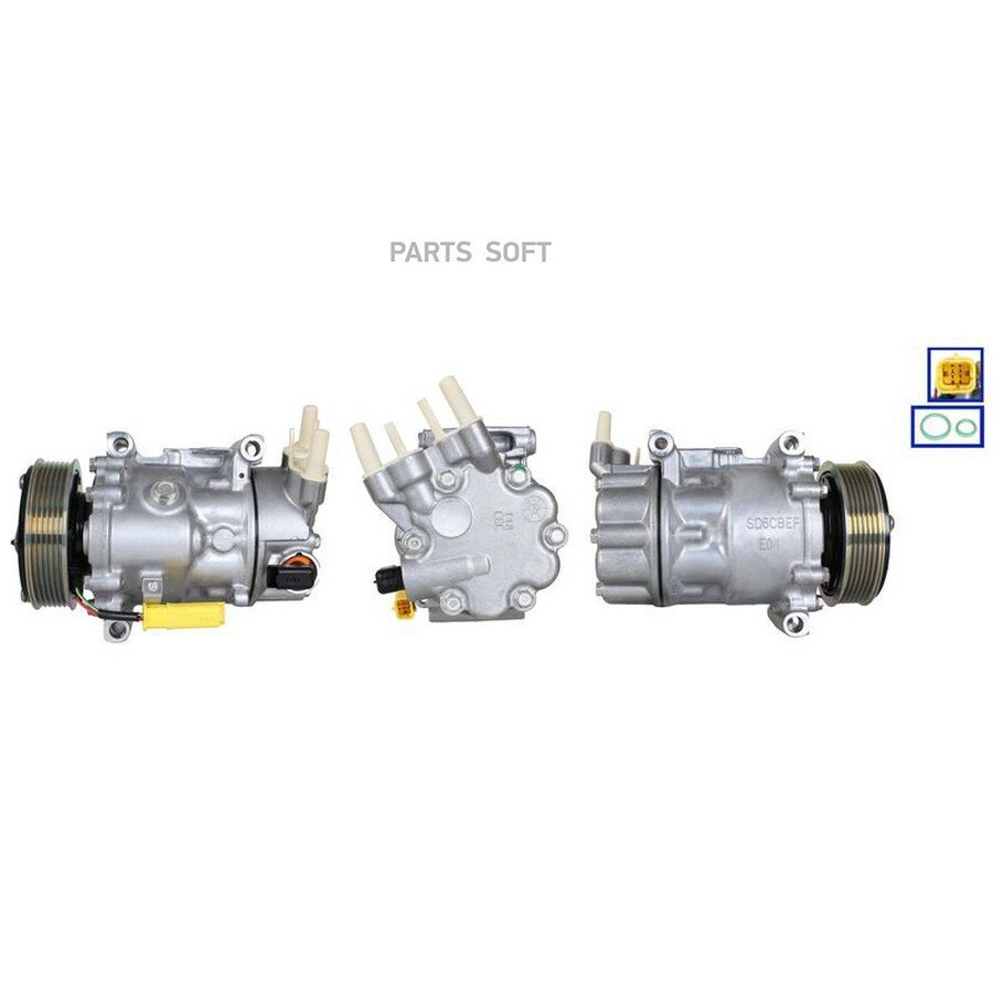 Компрессор кондиционера 9824284580 9824286580 PSA Sanden SD6C12 от официального дистрибьютора, ELSTOCK, артикул 511176