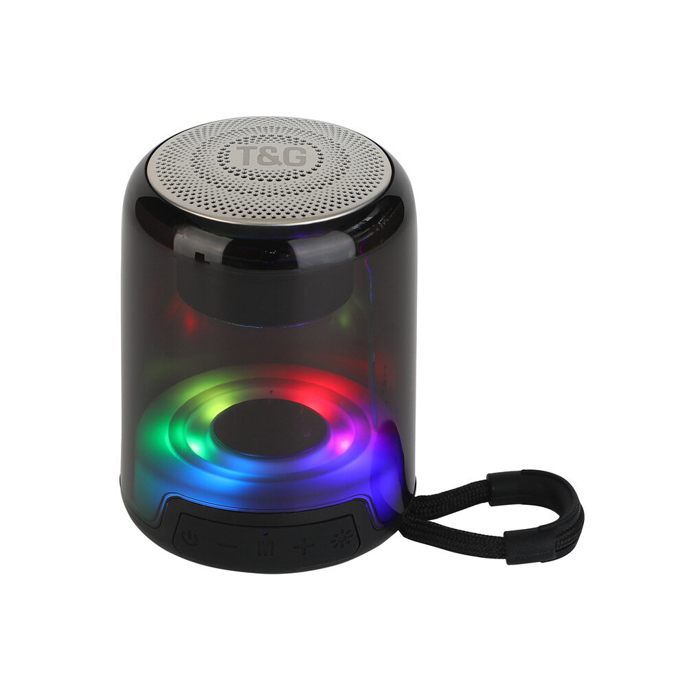 Портативный наружный беспроводной динамик с RGB-подсветкой, мощным басом и слотом для карты памяти - Черный