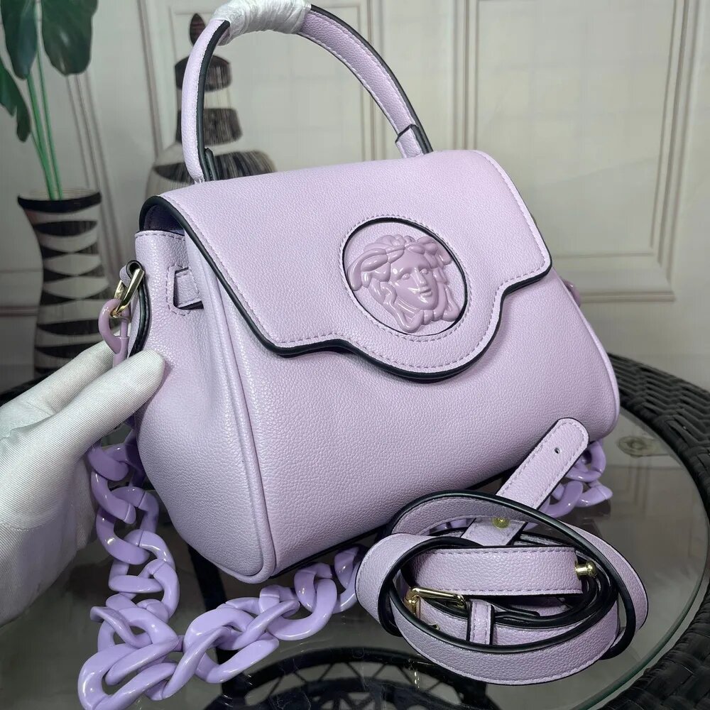 Сумка багет, на плечо Versace, из натуральной кожи, женская, мужская, лавандовая, Весна-лето 2025 — фото 1
