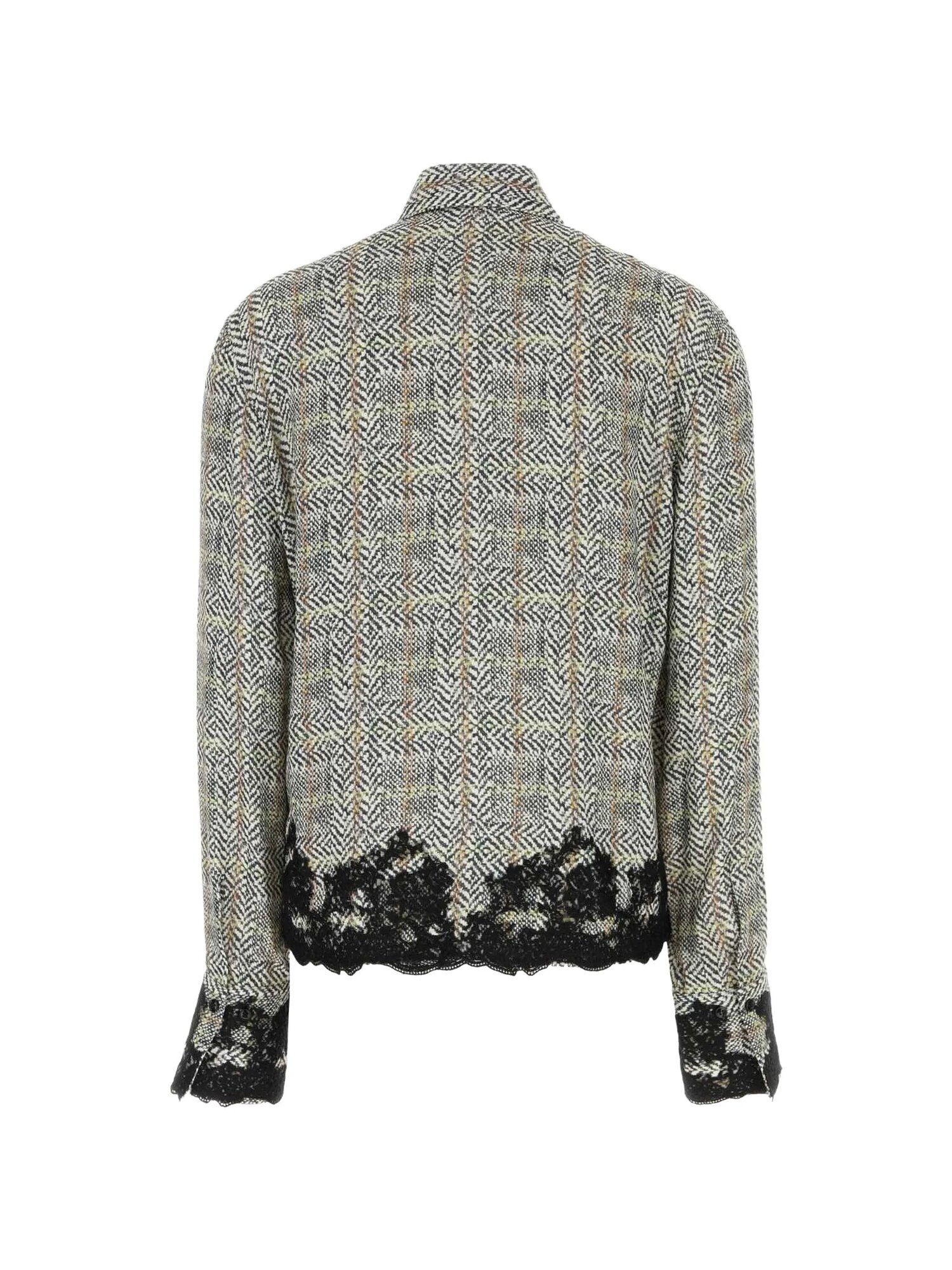 Рубашка Ermanno Scervino Lace-trim herringbone shirt, размер 42 — фото 1