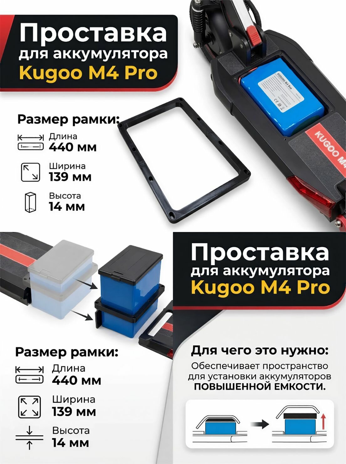Kugoo M4 pro проставка для аккумулятора