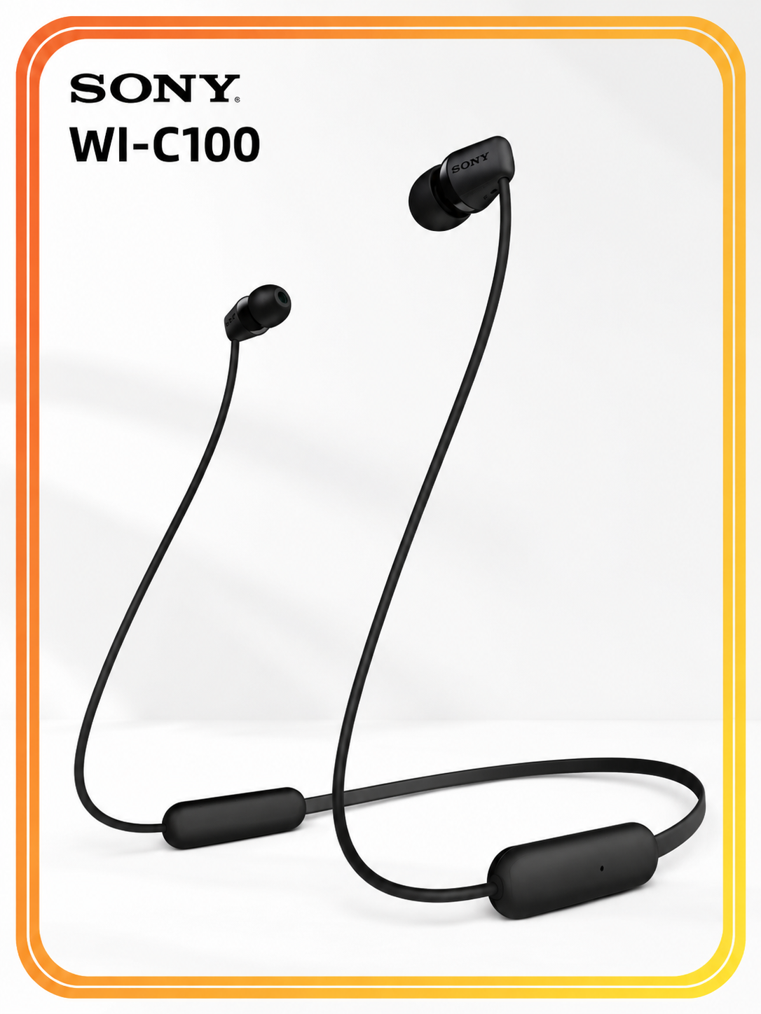 Sony Наушники беспроводные с микрофоном Sony WI-C100, USB Type-C, черный