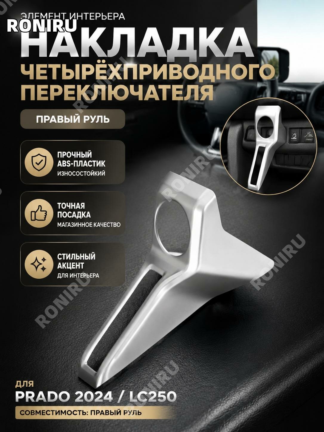Панель стекла и внутренняя отделка двери Prado2024 LC250, правая, под4WD
