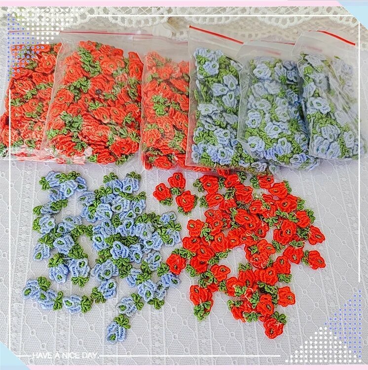 Кружевные нашивки синие, 100 шт.