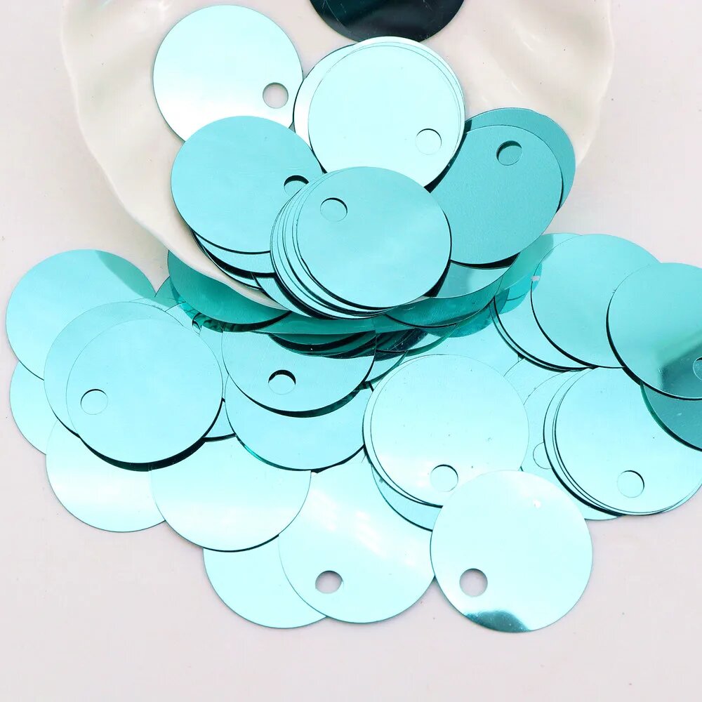 ПВХ пайетки 30мм плоские круглые 58шт 20g, Голубой, Light Blue