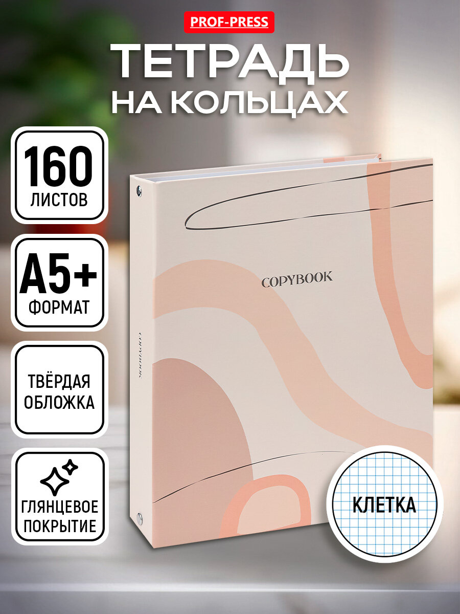 Блочная тетрадь на кольцах А5 со сменным блоком, 160 листов в клетку, Prof-Press