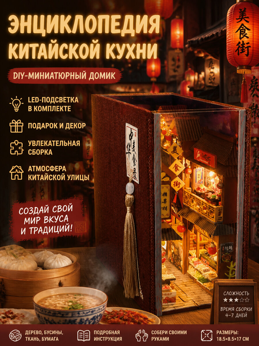 DIY-набор "Вечное Цветение", мини-домик с LED-подсветкой, романтический подарок, интерьерный декор светодиодный домик ночник декоративная миниатюра набор для сборки
