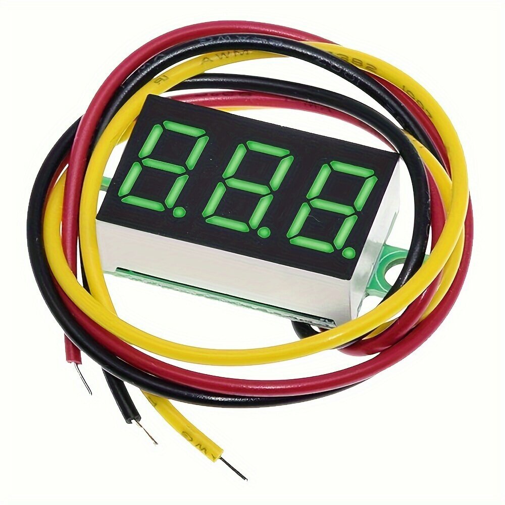 Мини-цифровой вольтметр DC 0.28 дюйма, трехпроводной, 0-100В, LED-дисплей, защита от переполюсовки, точное измерение, зеленый цвет