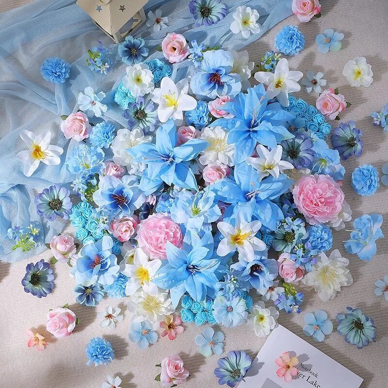 Искусственные цветочные головки синие шелковые 21/52 шт. 52Pcs