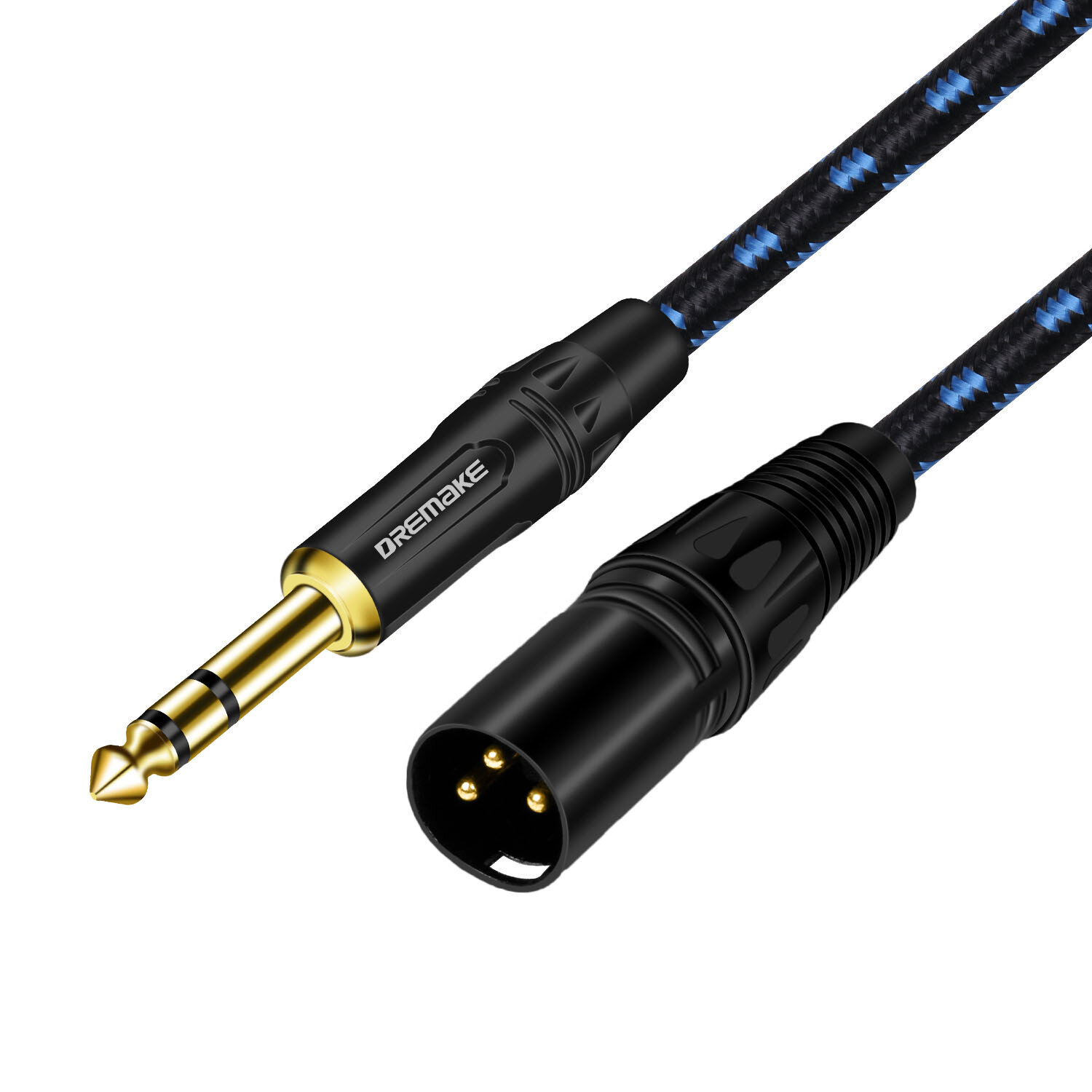 Кабель балансный XLR (папа) - 1/4' TRS и TRS (папа) - XLR (папа), 3-контактный, 10 футов, черно-синий
