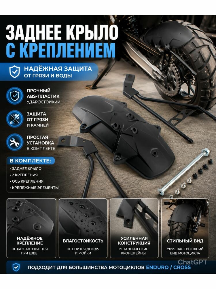 Пластик, обтекатели для мототехники Ring черный Крыло
