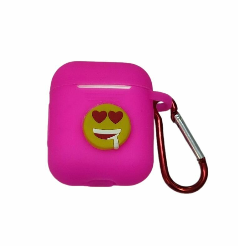Силиконовый чехол для наушников Apple Airpods 1 и Airpods 2 / Защитный чехол на Эпл Аирподс 1 и Аирподс 2 с карабином