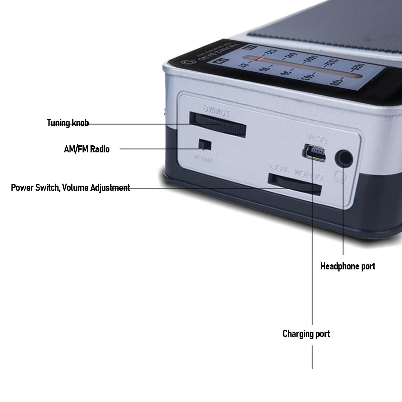 Радио для пожилых людей AM/FM — портативное, Hi-Fi, USB-порт, работа от батареек, домашнее/уличное