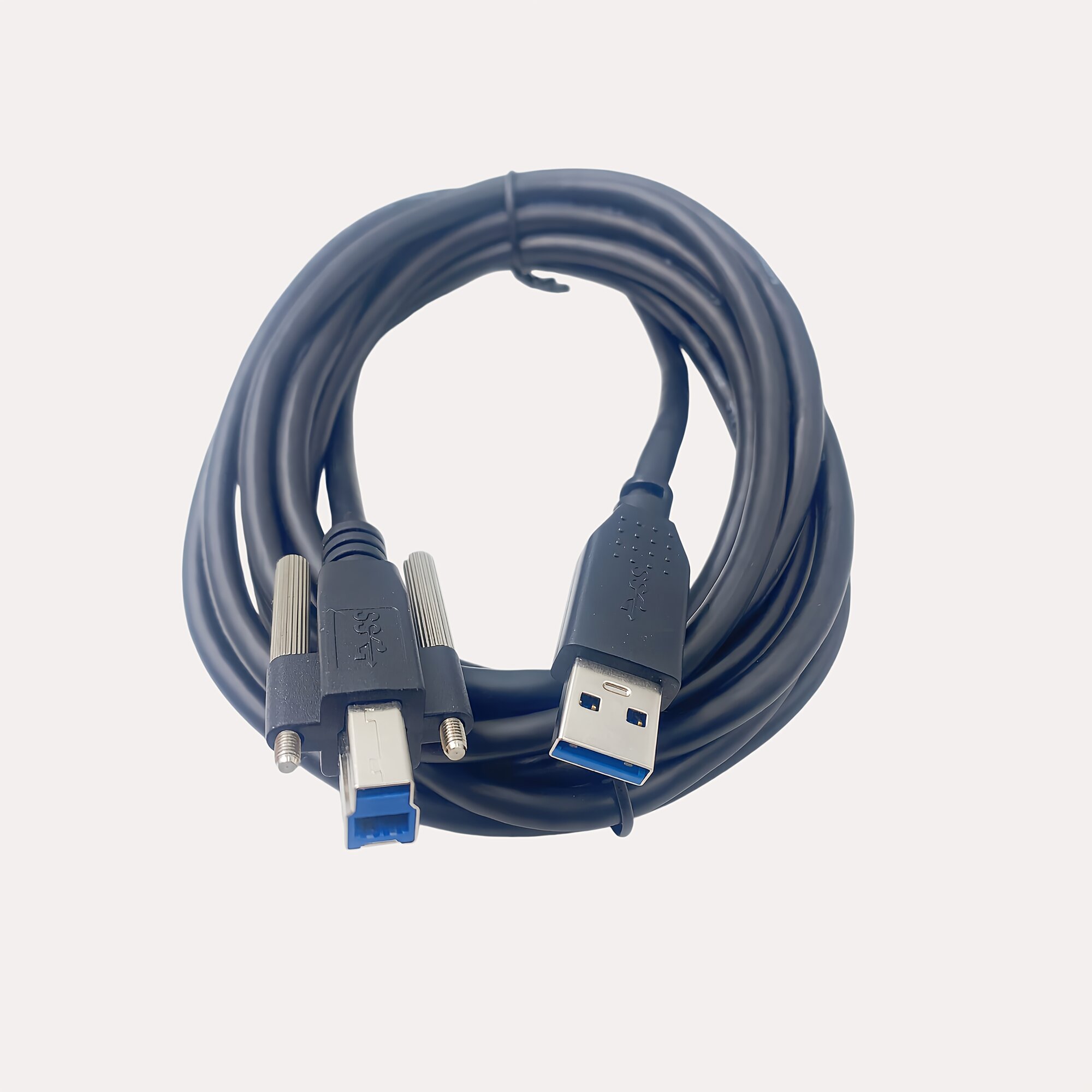 Кабель USB 3.0 A-папа — B-папа с фиксирующими винтами, высокоскоростной, 3 м (300 см), для промышленных USB-хабов, USB-хабов на DIN-рейку, принтеров, сканеров и промышленных камер