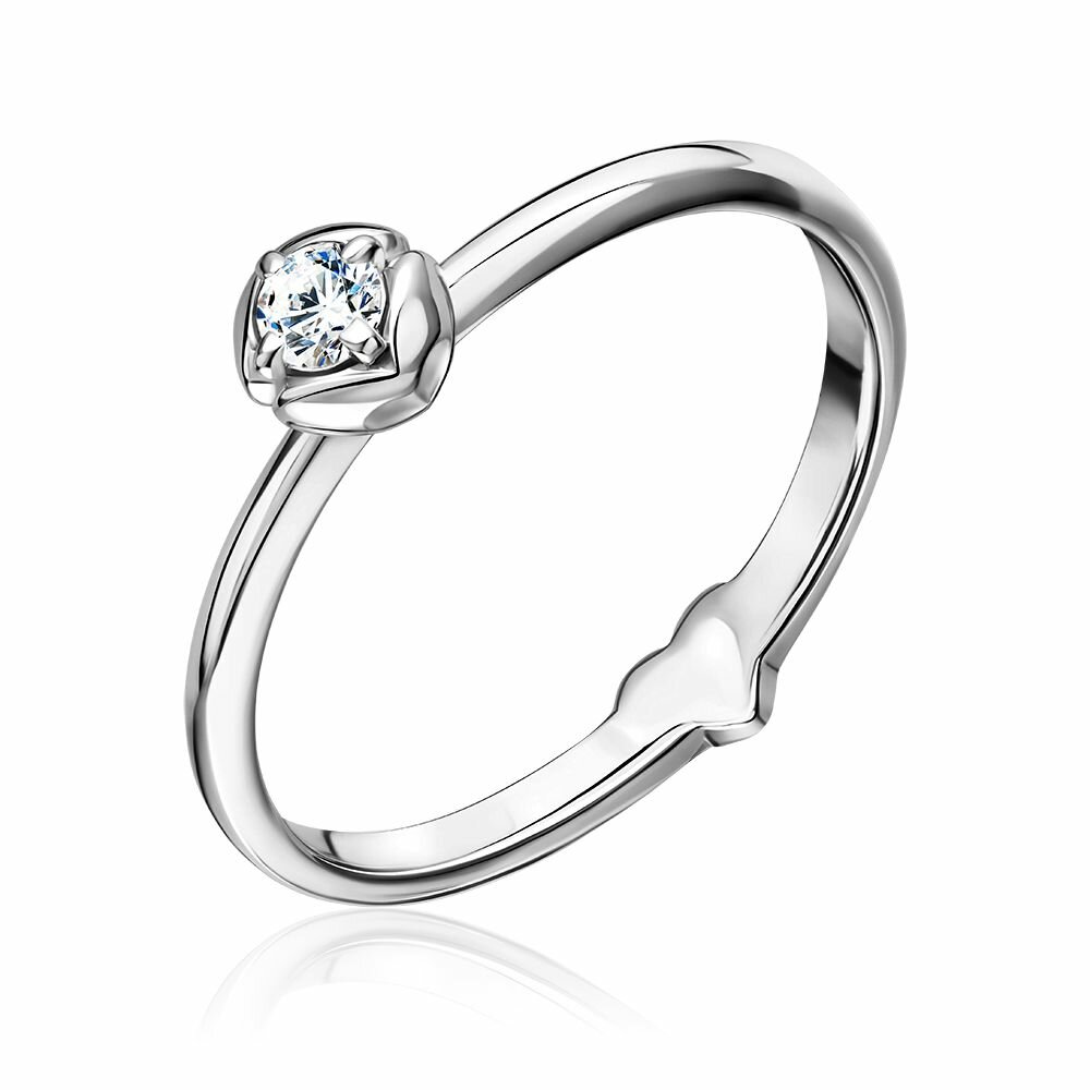 Кольцо помолвочное PLATINA, белое золото, 585 проба, родирование, бриллиант