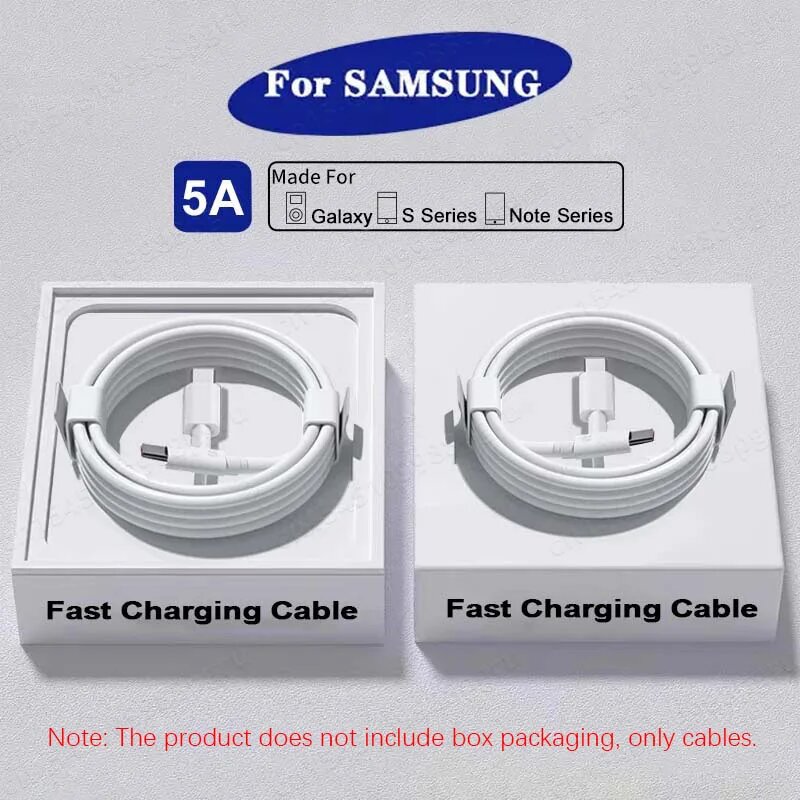 1-2 шт. кабель PD 45 Вт/25 Вт типа C для Samsung Galaxy S20 S21 S22 S23 S24 Ultra 1m, 2PCS White