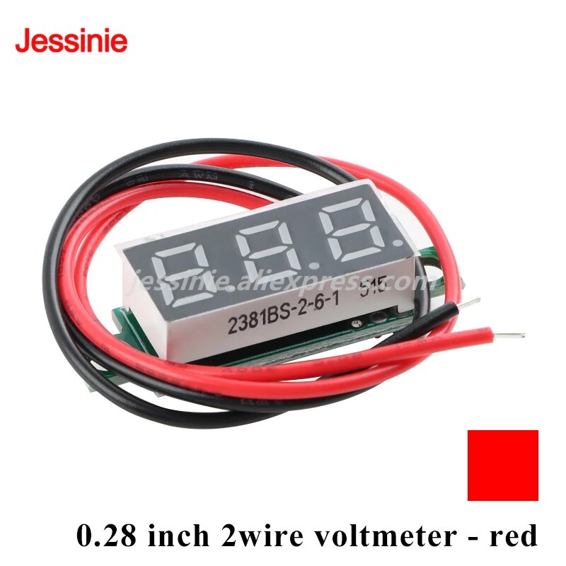 Jessinie Цифровой вольтметр 0,36 дюйма Красный, 2pcs, 0.28 inch 2wire red