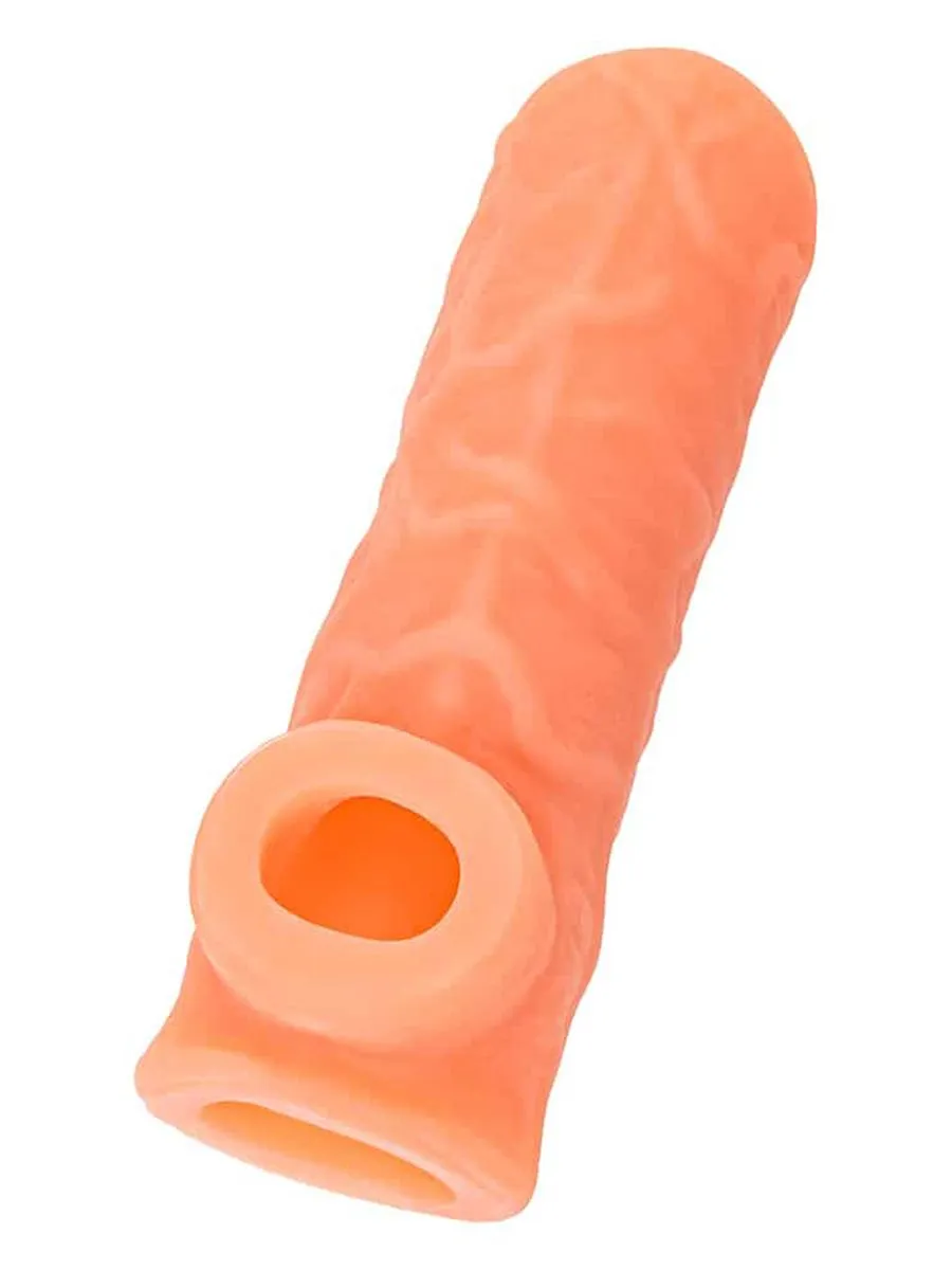74823 Kokos Nude Sleeve NS.001 M, телесная. Насадка реалистик с подхватом мошонки на фаллос и открытой головкой
