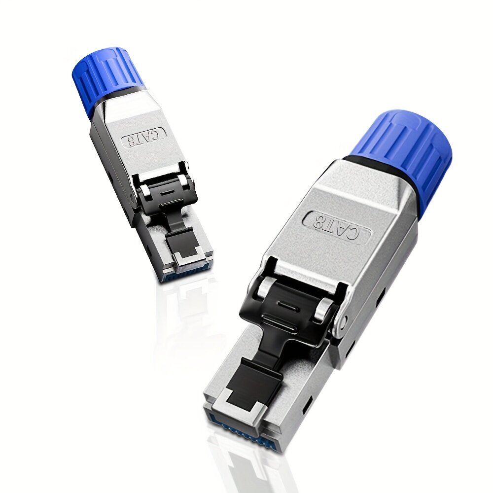 Безобжимный экранированный разъем RJ45 CAT8/CAT7/CAT6A для сетевых кабелей 40Gbps и 10Gbps, 22-26 AWG STP