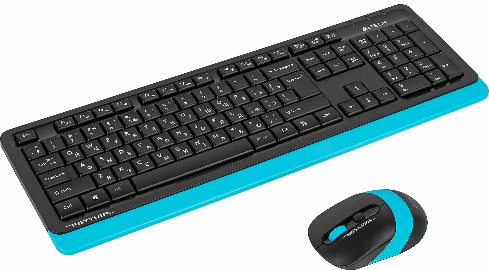 Клавиатура + мышь A4 Fstyler FG1010 клав: черный/синий мышь: черный/синий USB беспроводная Multimedia