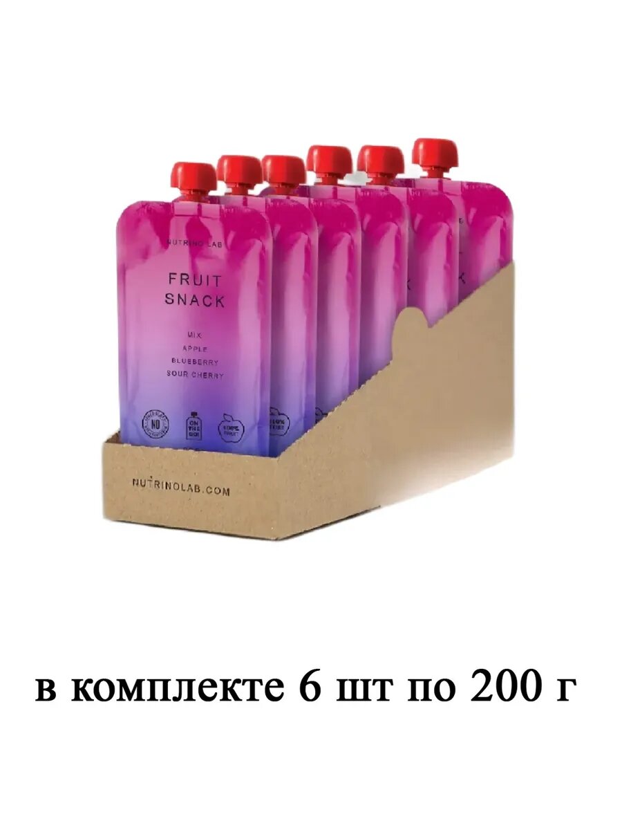 Nutrino Lab Пюре фруктовое яблоко-голубика-вишня, 6 шт по 200